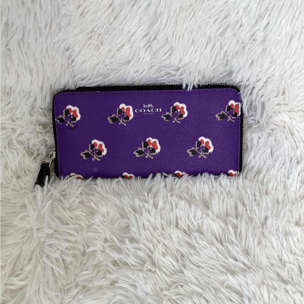 Coach Bramble Rose Flower Accordion Wallet - Gem